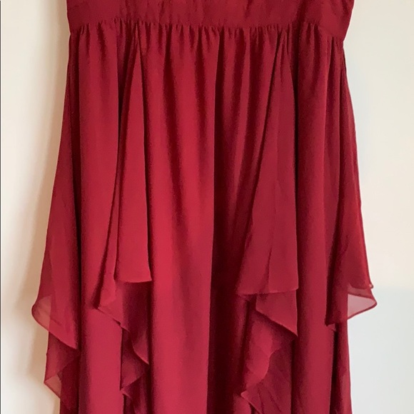 Modcloth | Dresses | Burgundy Ruffle Maxi Dress | Poshmark